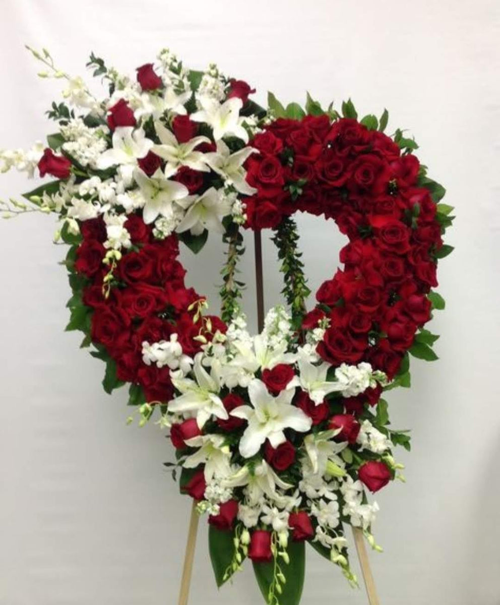 Red Heart With Two Clusters (30 inch) | Bloom Floral Design